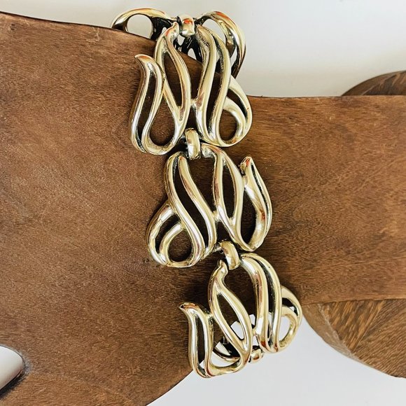 Selini | Jewelry | Vintage Selini Women Wide Filigree Gold Tone Link ...